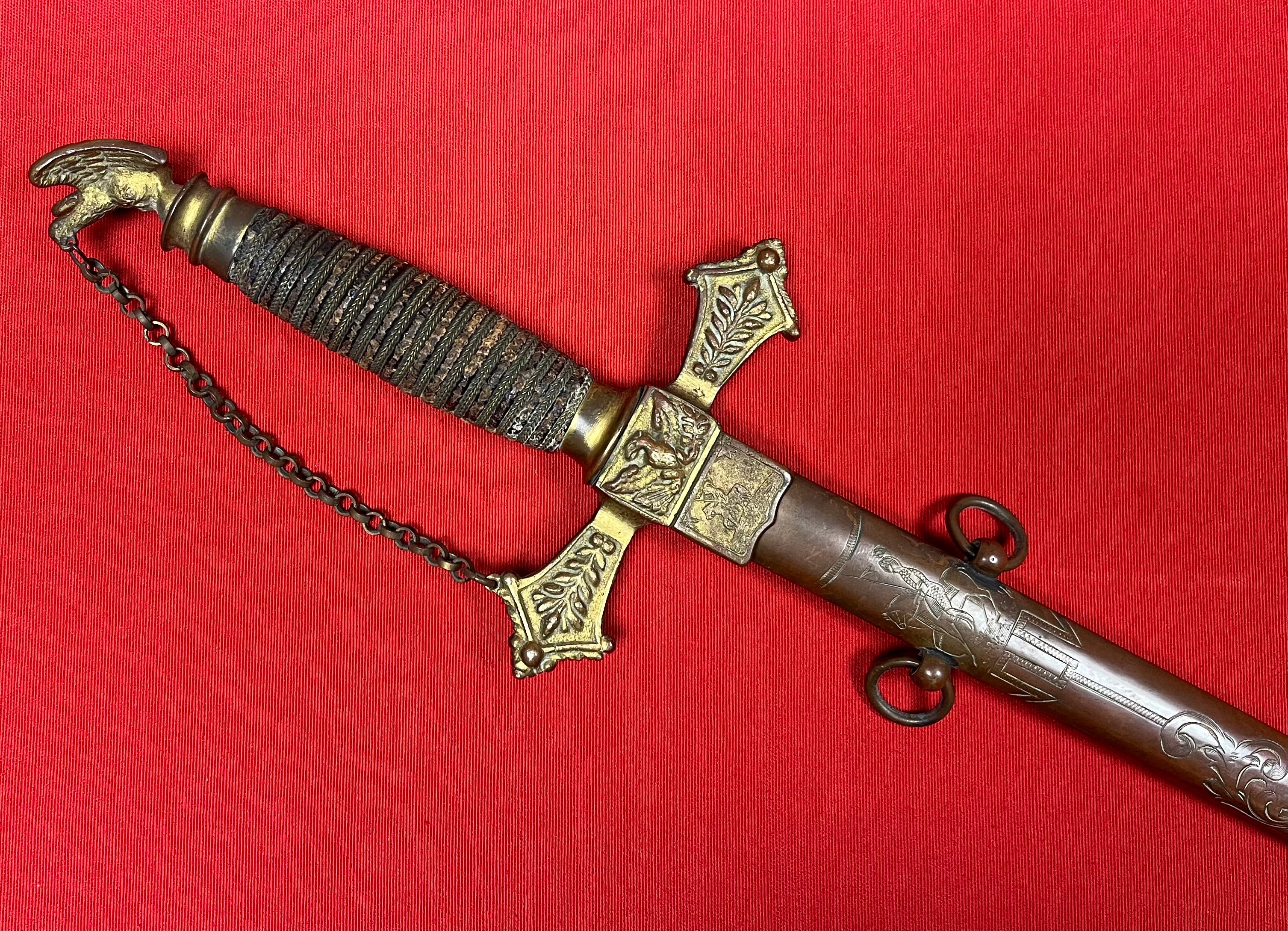 1872 Knights of the Golden Eagle Fraternal / Masonic Sword - Engraved ...